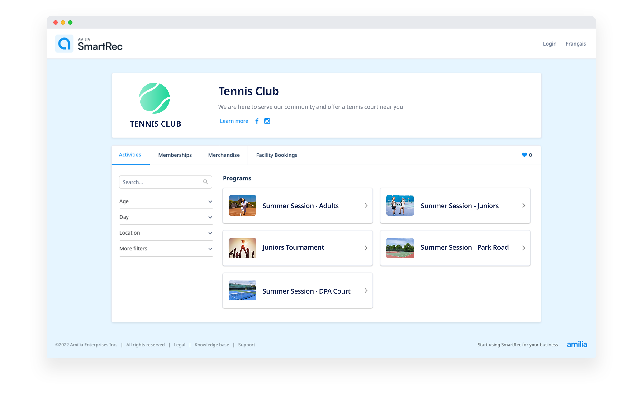 Activity-based software with Online Registration - SmartRec by Amilia